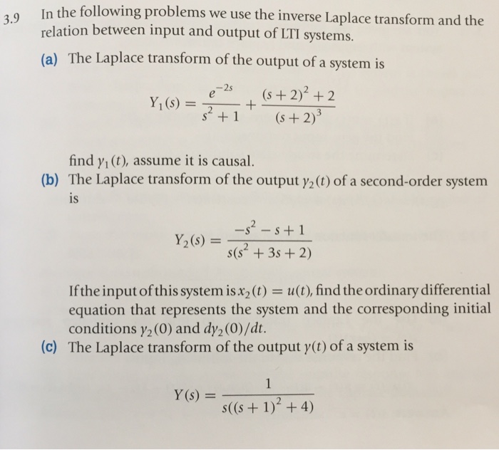 Solved 3.9 In the following problems we use the inverse | Chegg.com