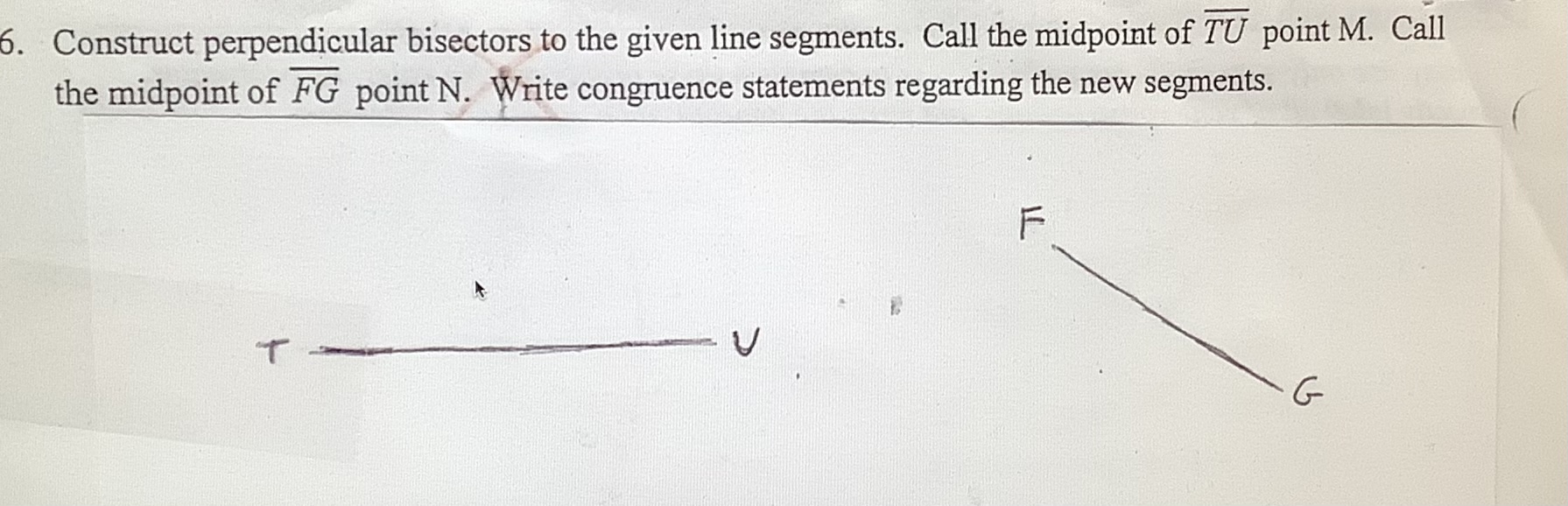 Solved Construct perpendicular bisectors to the given line | Chegg.com