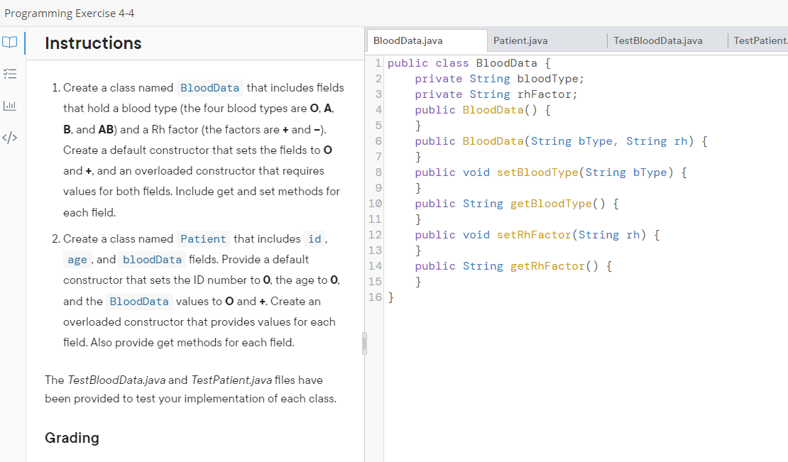 Solved public class Patient \{ private String id; private | Chegg.com