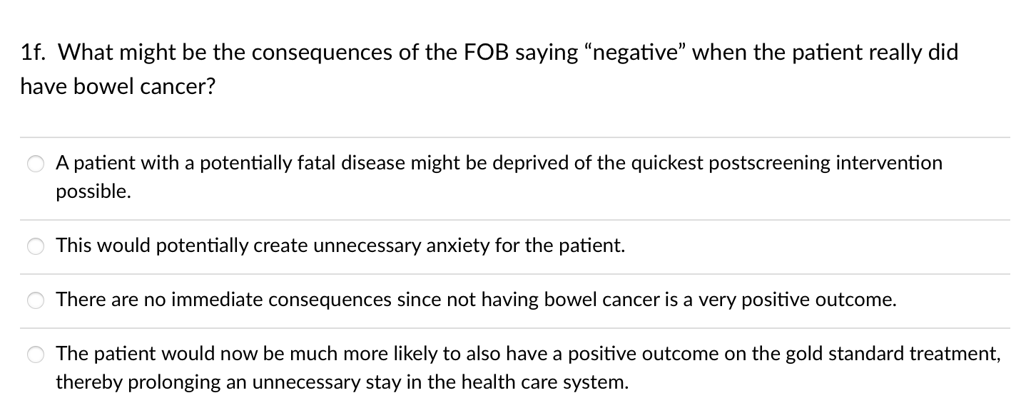 Solved 1a. The Fecal Occult Blood (FOB) test is used to | Chegg.com
