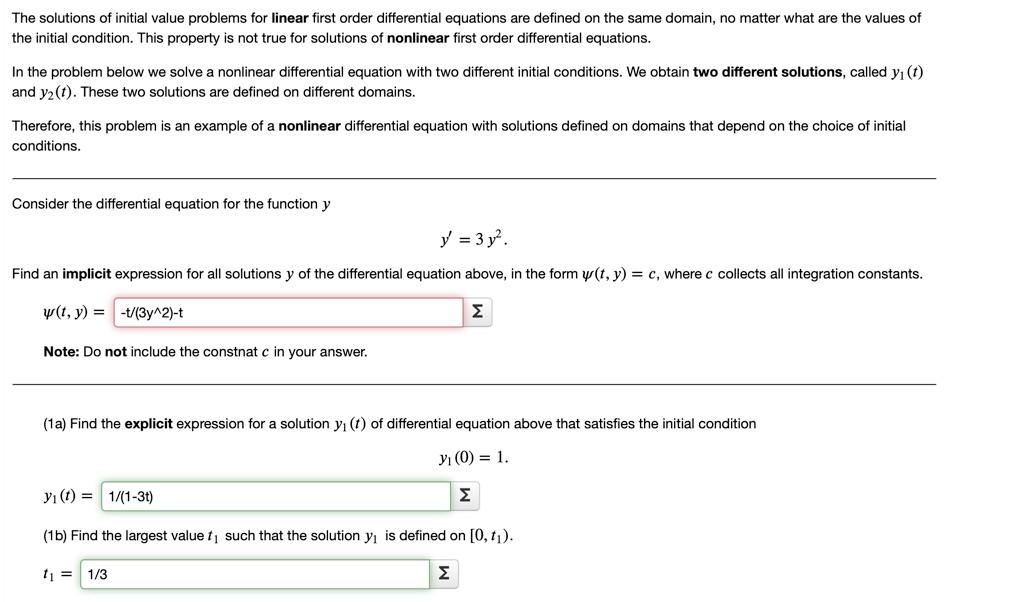 Solved The solutions of initial value problems for linear | Chegg.com
