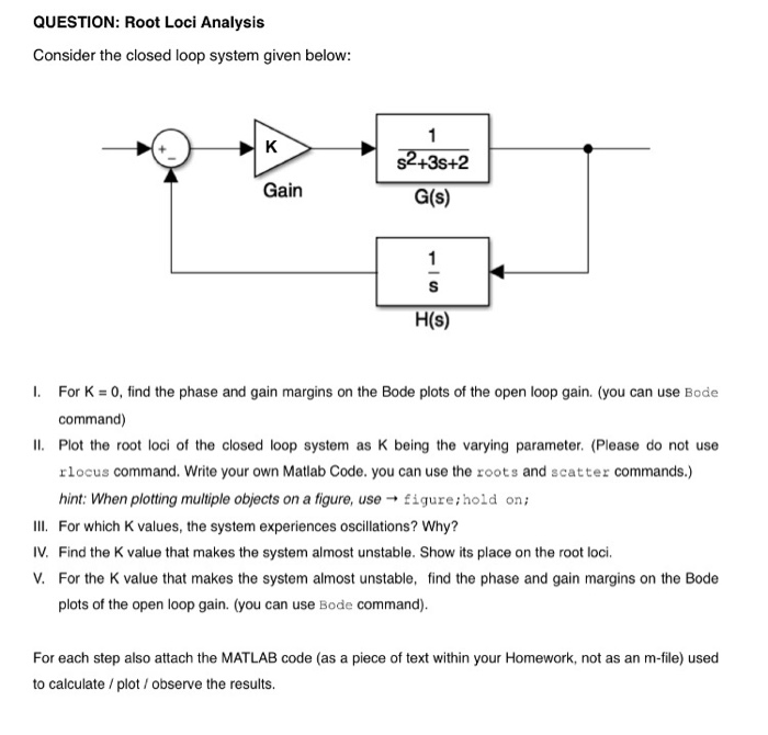 Solved QUESTION: Root Loci Analysis Consider the closed loop | Chegg.com