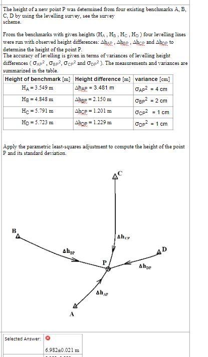 Solved The height of a new point P was determined from four | Chegg.com