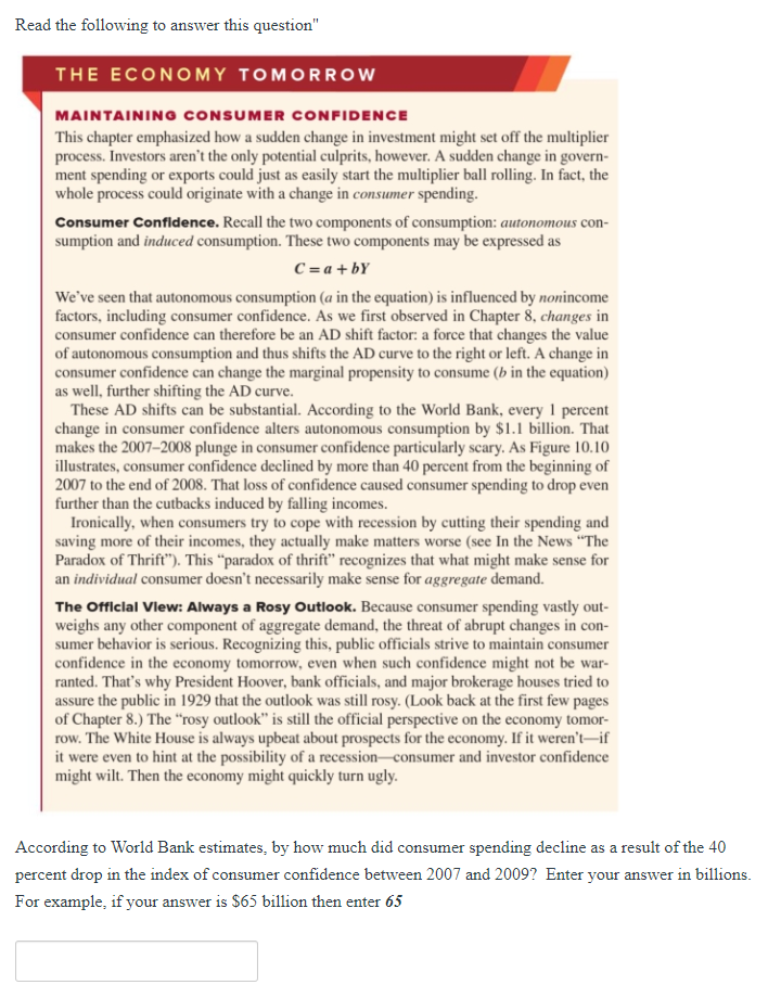 Solved 2. If the consumption function is C = $149 billion + | Chegg.com