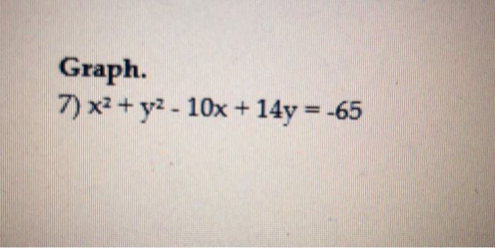 Solved Graph. 7) x2 + y-10x + 14y -65 | Chegg.com