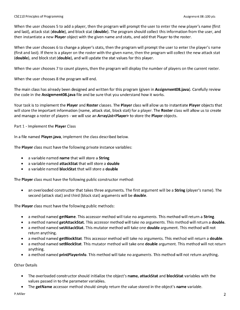 Solved CSE110 Principles of Programming Assignment 08::100 | Chegg.com