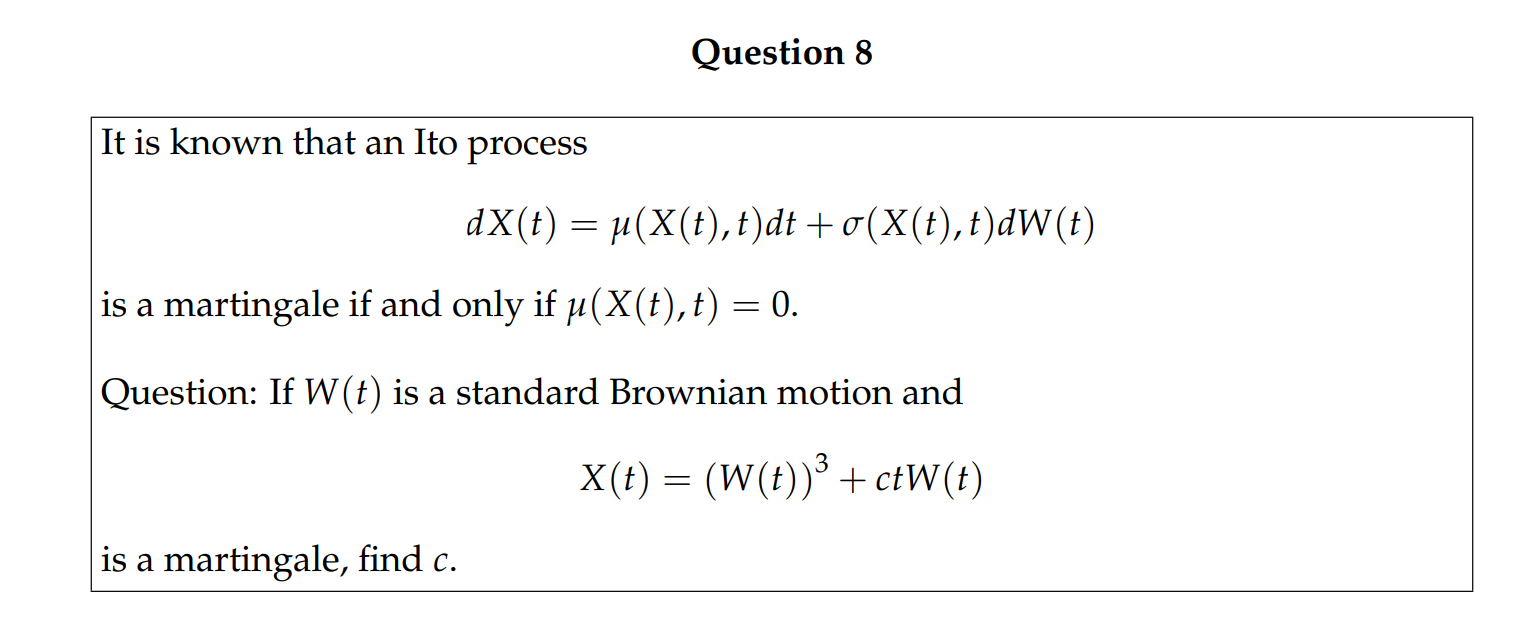 Solved It is known that an Ito process | Chegg.com