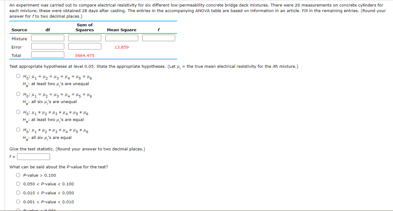 Solved An experiment was carried out to compare electrical | Chegg.com