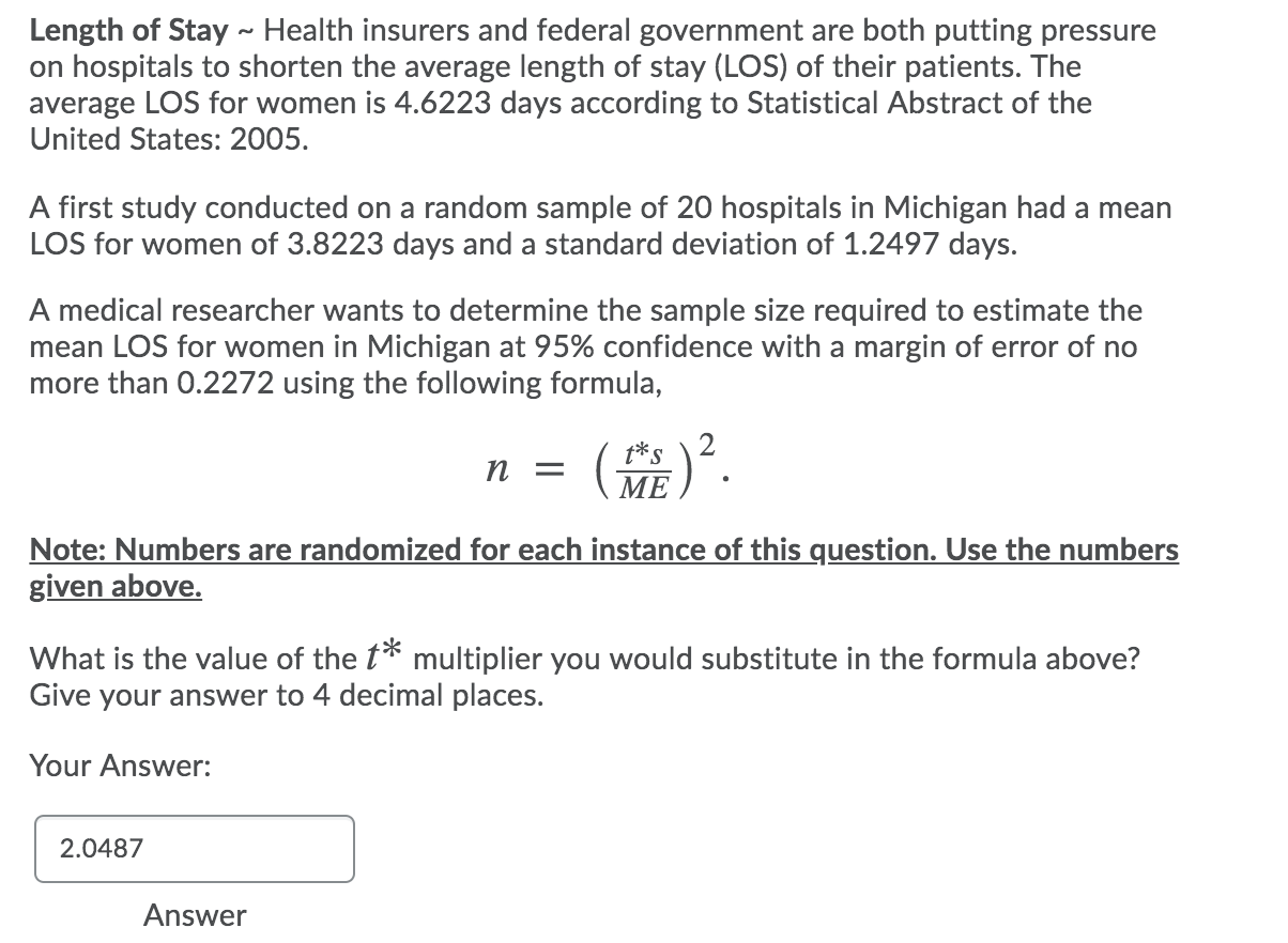 Solved Length of Stay ~ Health insurers and federal | Chegg.com