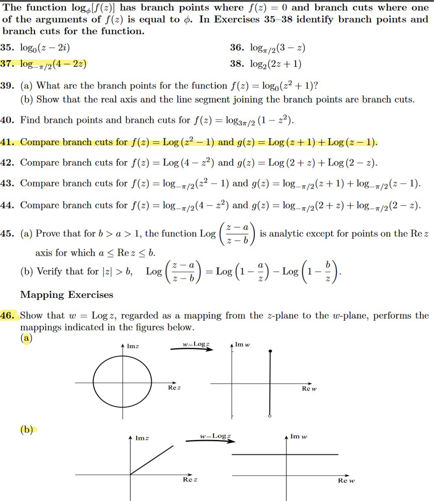 Solved The function logϕ[f(z)] has branch points where | Chegg.com