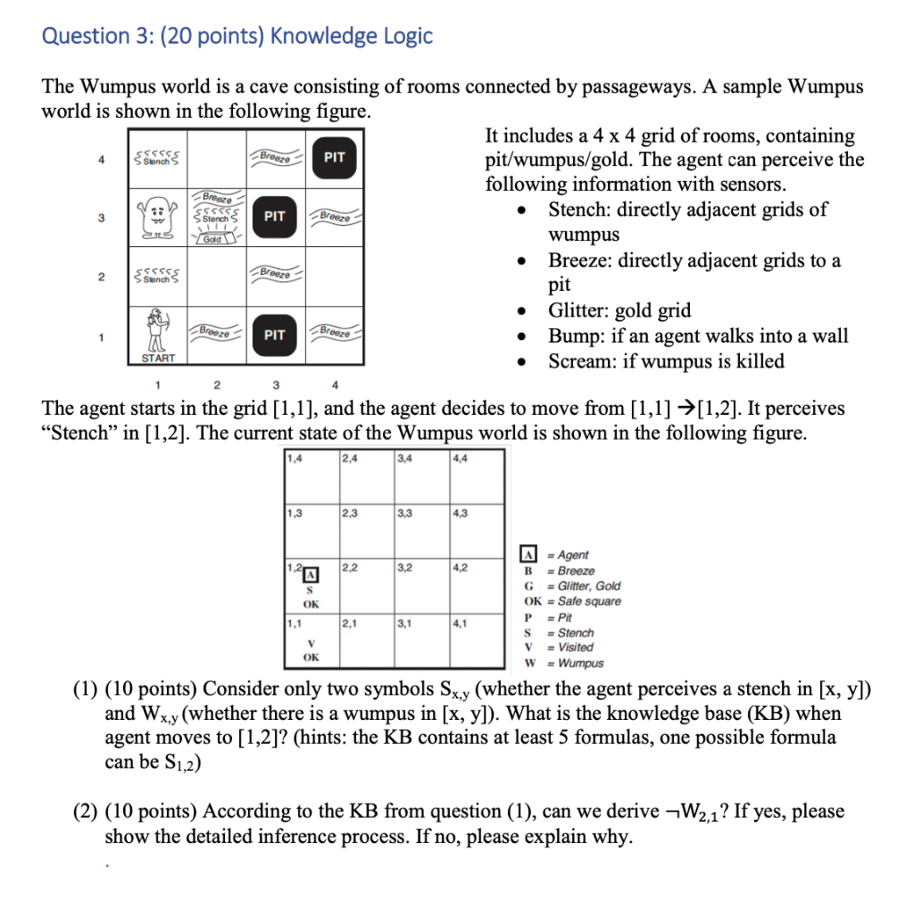 The Wumpus world is a cave consisting of rooms | Chegg.com