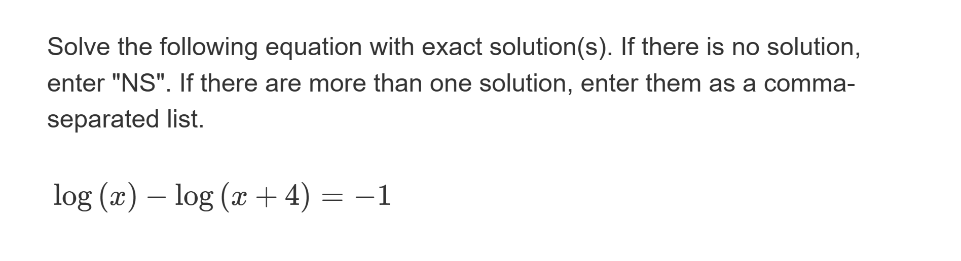 Solved Solve the following equation with exact solution(s). | Chegg.com