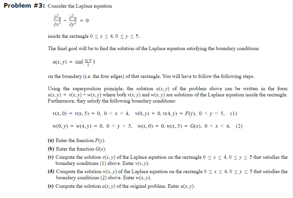 Solved Problem \# 3: Consider the Laplace equation | Chegg.com