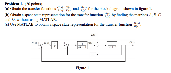 Solved Problem 1. (20 points) (a) Obtain the transfer | Chegg.com
