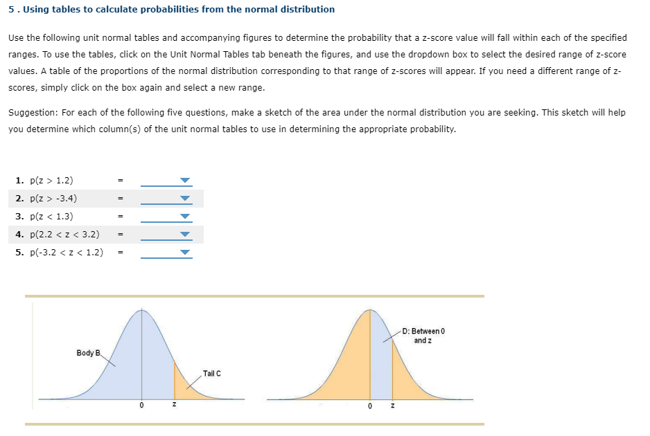 Solved 5. Using tables to calculate probabilities from the | Chegg.com