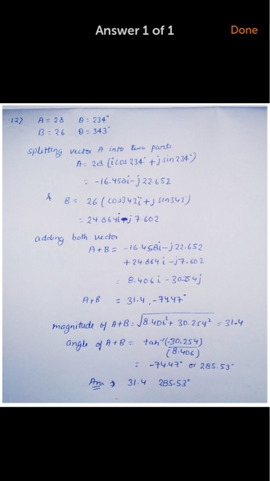 Solved Add the given vectors by using the trigonometric | Chegg.com