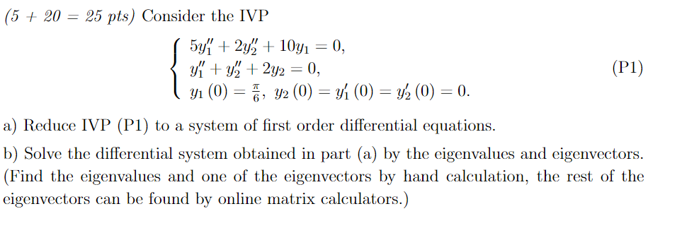 Solved (5+20=25pts) Consider the IVP | Chegg.com