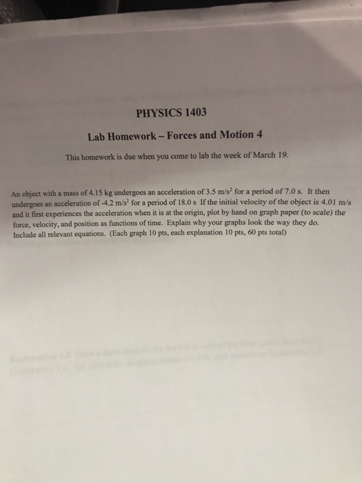 Solved PHYSICS 1403 Lab Homework -Forces and Motion 4 This | Chegg.com