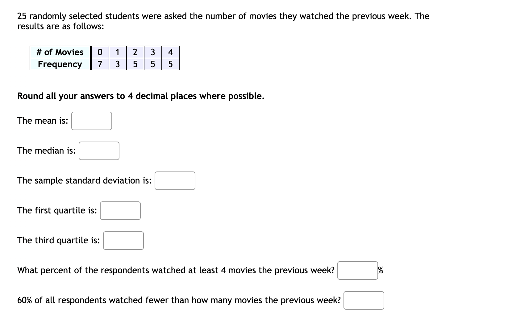 Solved 25 randomly selected students were asked the number | Chegg.com
