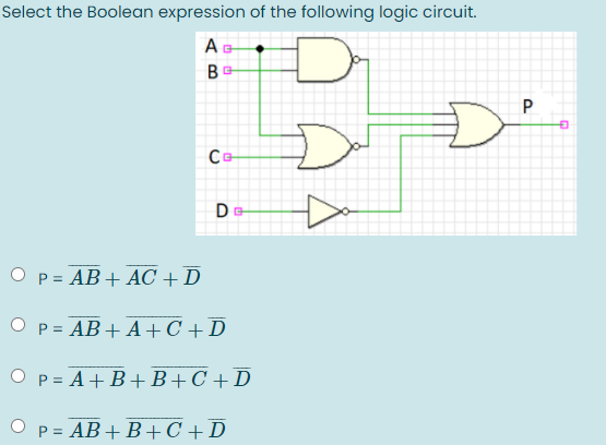 Solved Select the Boolean expression of the following logic | Chegg.com