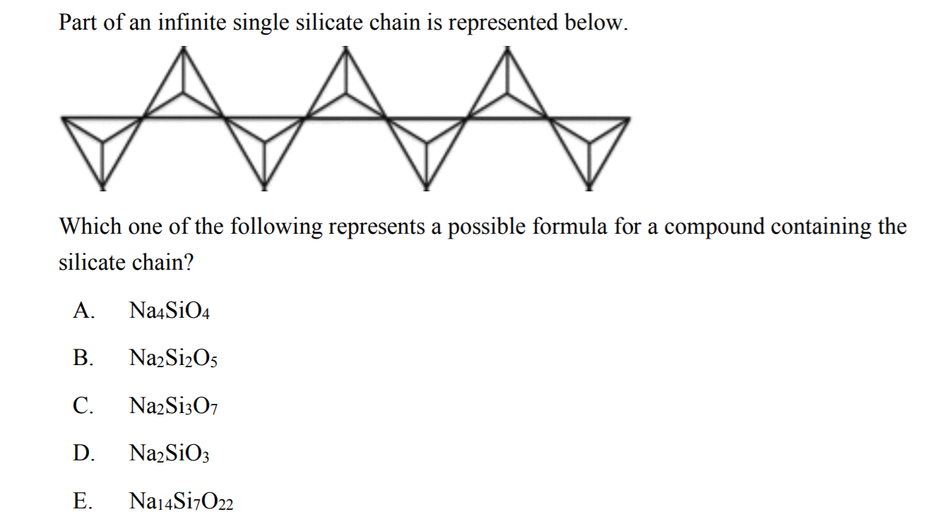 Solved Part of an infinite single silicate chain is | Chegg.com