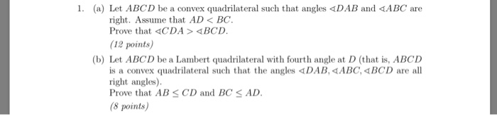 Solved 1. (a) Let ABCD be a convex quadrilateral such that | Chegg.com