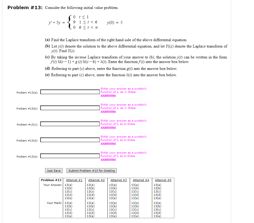 Solved Problem \# 13: Consider the following initial value | Chegg.com