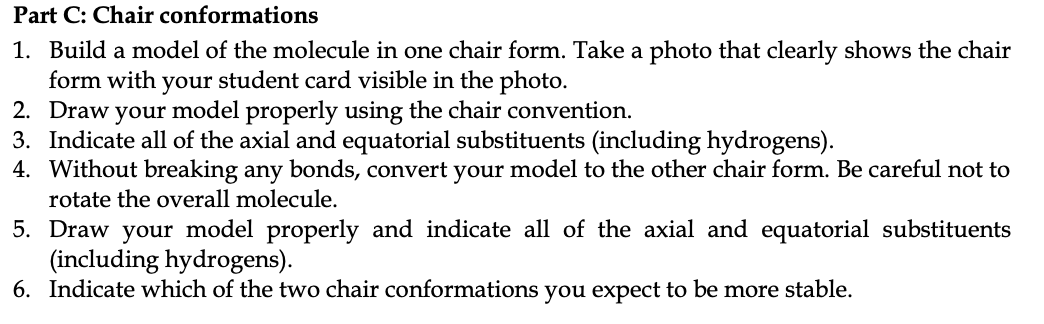 Solved a a Part C: Chair conformations 1. Build a model of | Chegg.com