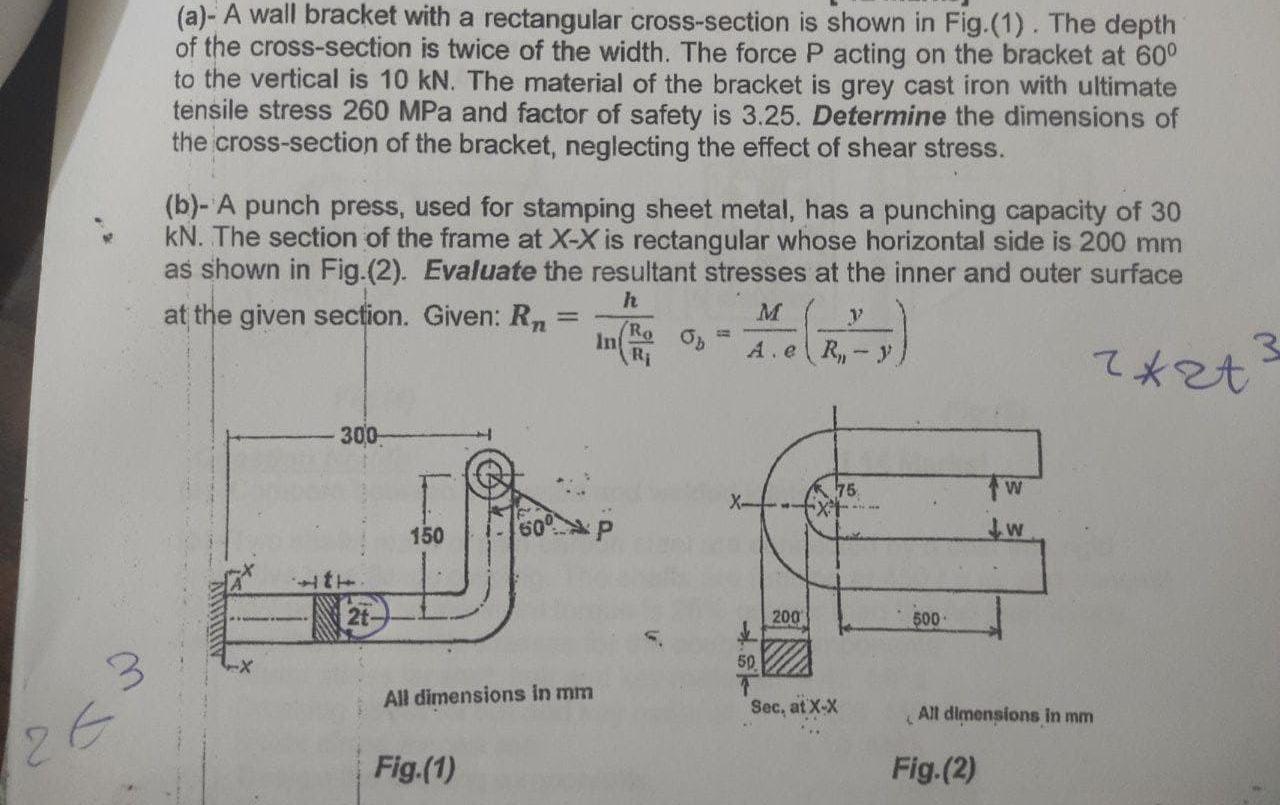 Solved A A Wall Bracket With A Rectangular Cross Section