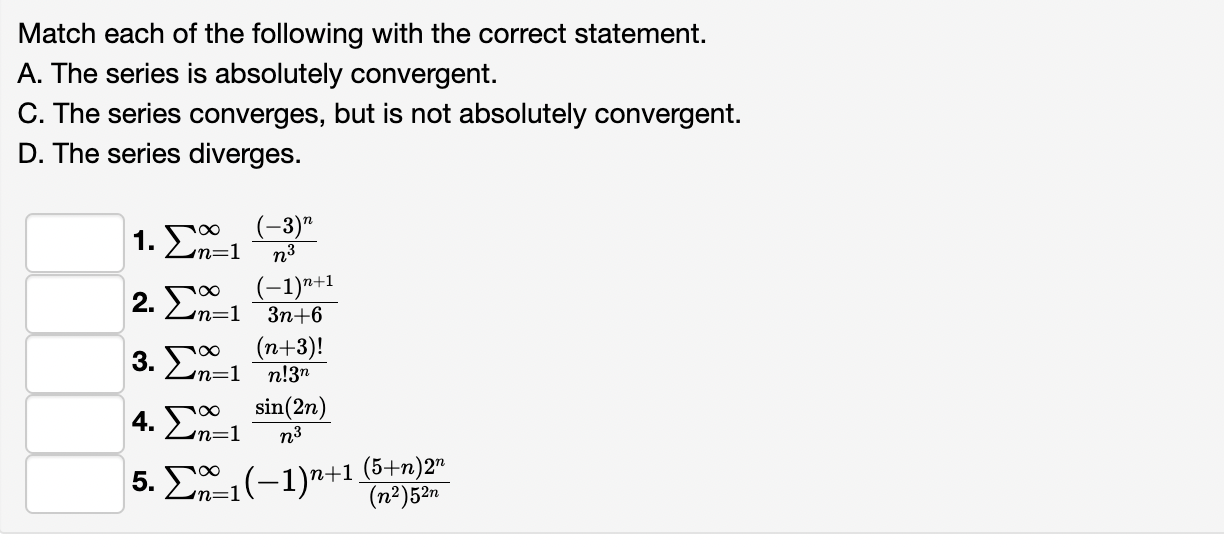 Solved Match each of the following with the correct | Chegg.com