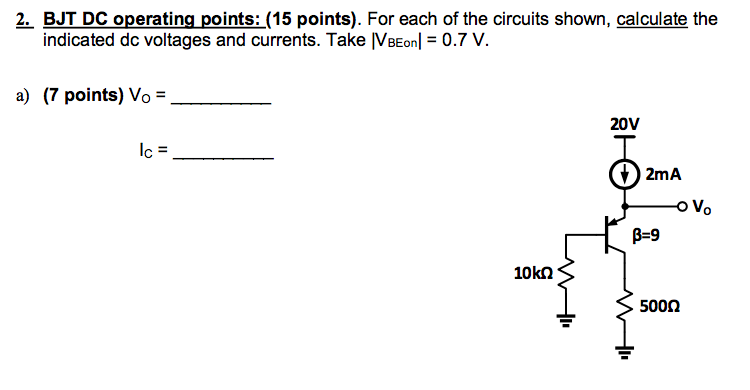 Solved 2. BJT DC operating points: (15 points). For each of | Chegg.com