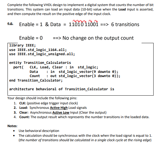 Complete the following VHDL design to implement a | Chegg.com