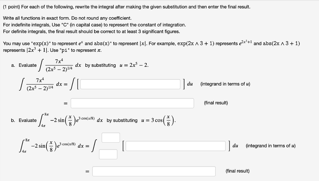 Solved (1 point) For each of the following, rewrite the | Chegg.com