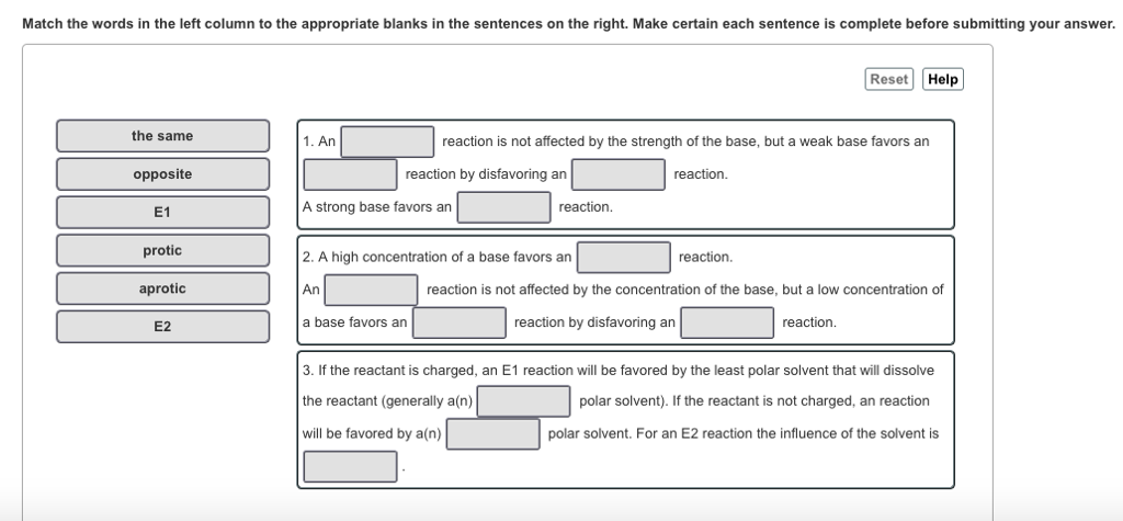 Solved Match the words in the left column to the appropriate | Chegg.com