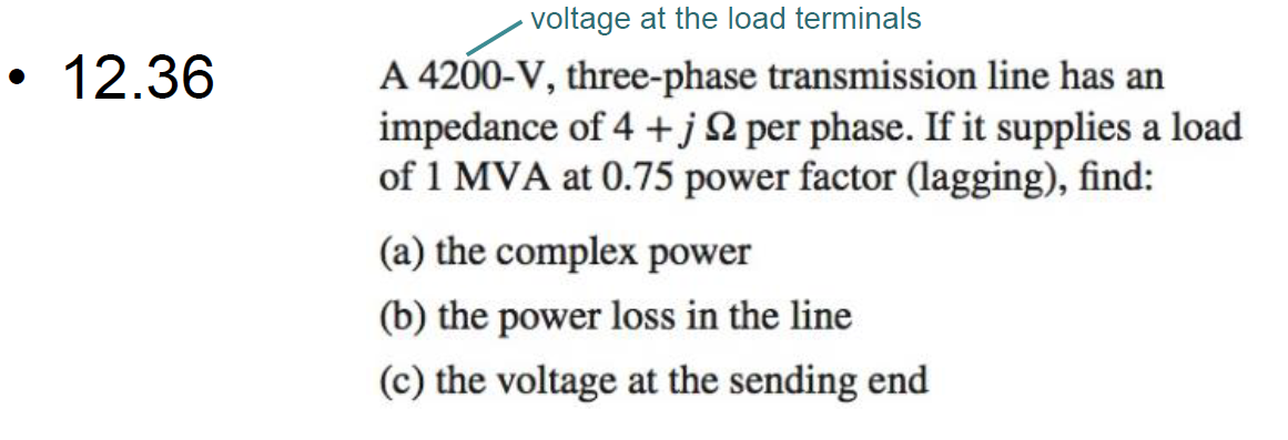 Solved . • 12.36 voltage at the load terminals A 4200-V, | Chegg.com