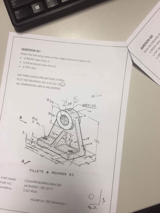 Solved Draw the following views of the object shown in | Chegg.com