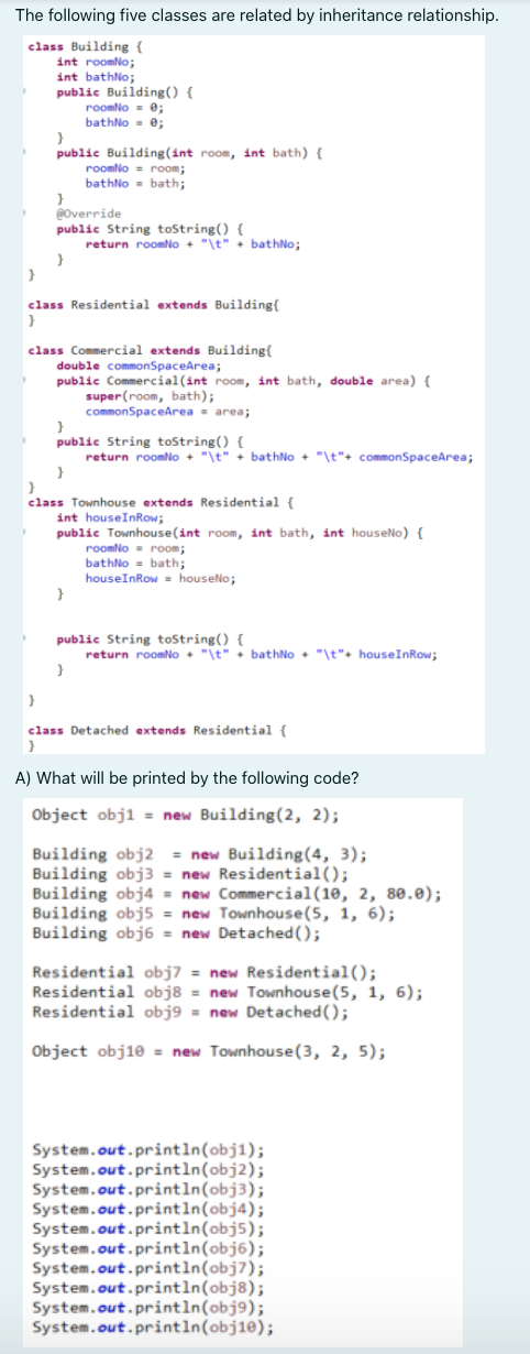Solved The following five classes are related by inheritance | Chegg.com