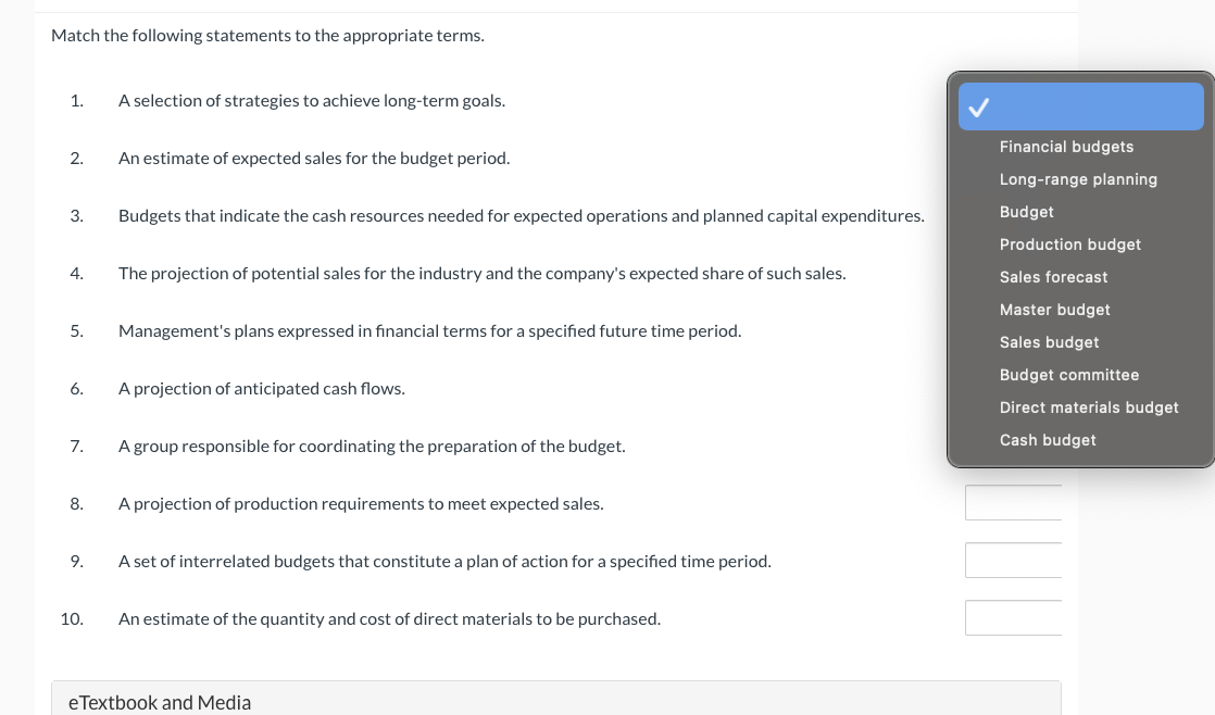 Solved Match the following statements to the appropriate | Chegg.com
