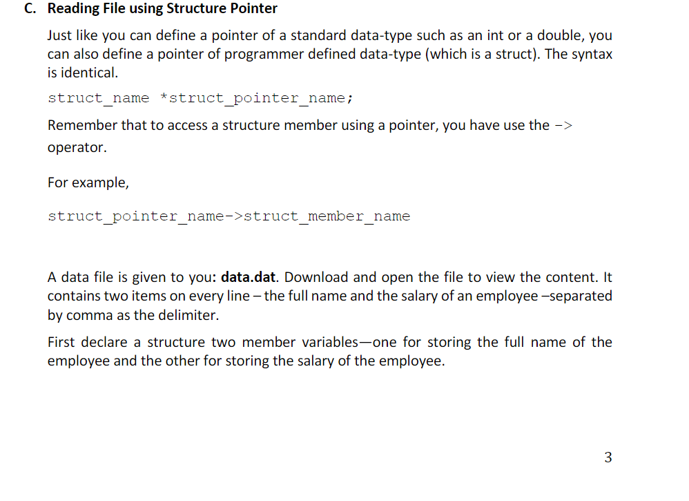 Solved C. Reading File using Structure Pointer Just like you | Chegg.com