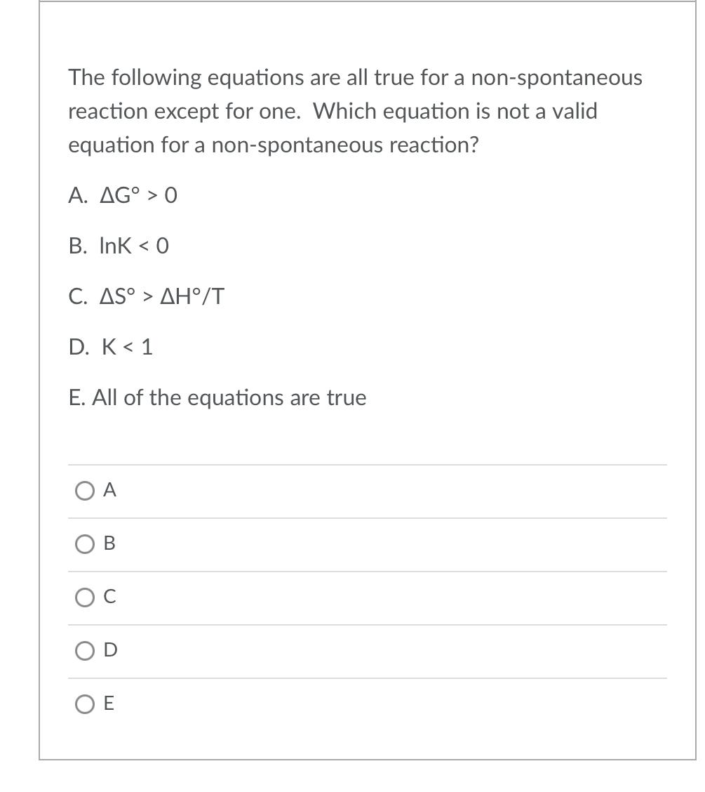 Solved The following equations are all true for a | Chegg.com