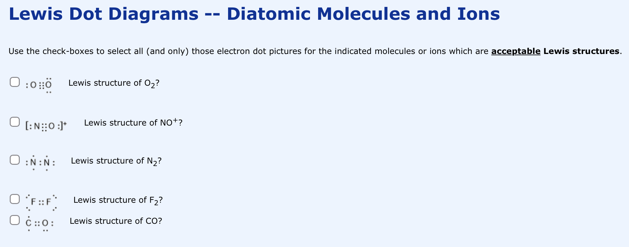 Solved Use the check-boxes to select all (and only) those | Chegg.com