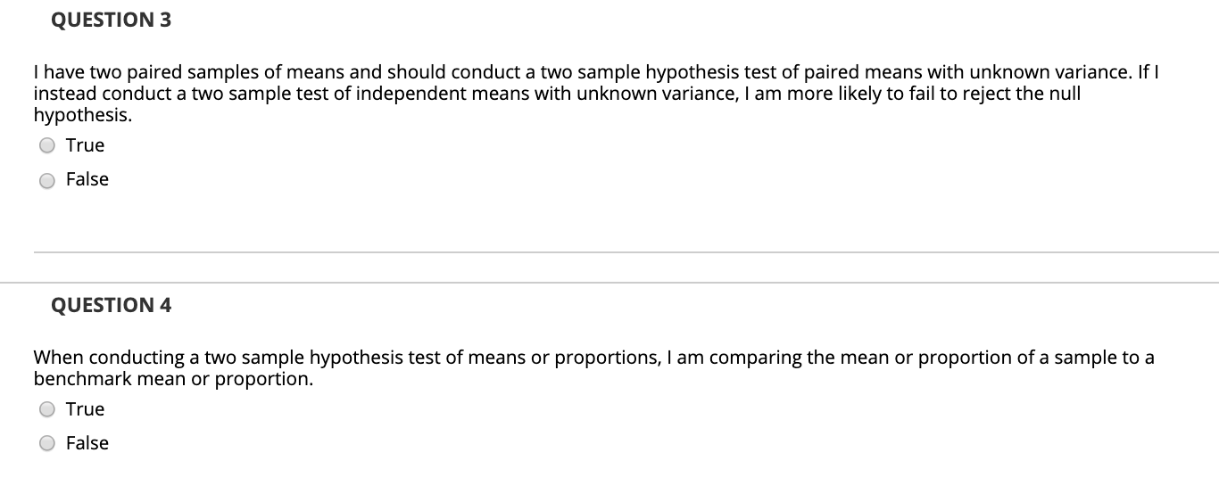 Solved Question 3 I Have Two Paired Samples Of Means And 6717