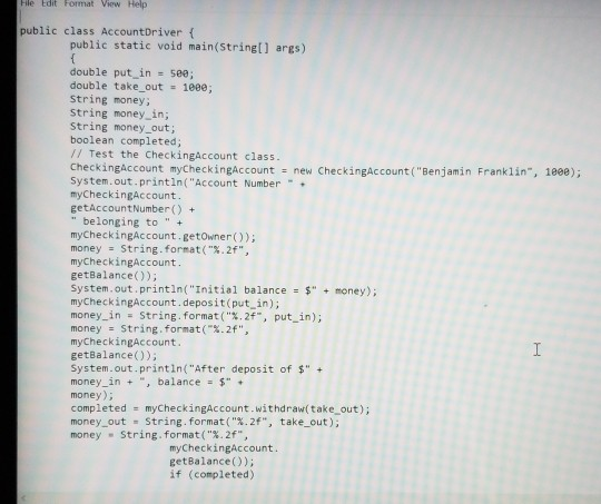 Solved Task #1 Extending the BankAccount Class 1. Copy the | Chegg.com Solved Task #1 Extending the BankAccount Class 1. Copy the | Chegg.com
