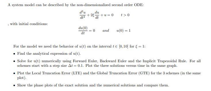 Solved A system model can be described by the | Chegg.com
