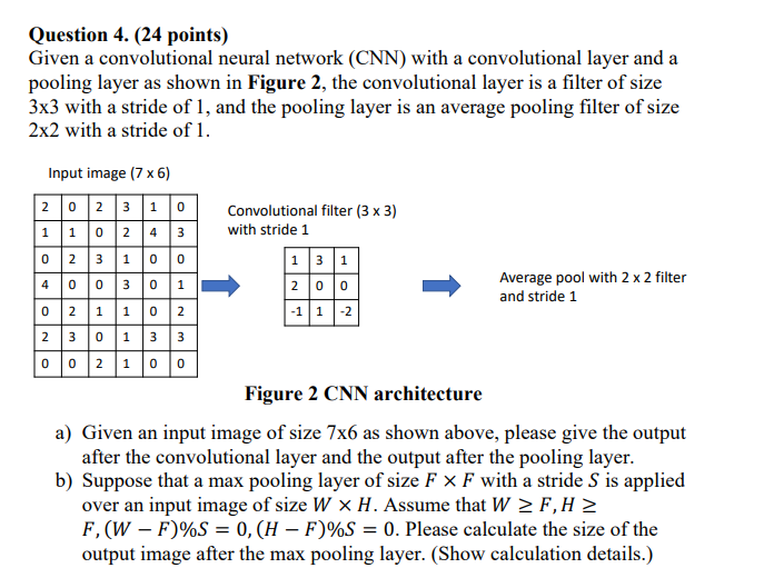 Solved Question 4. (24 points) Given a convolutional neural | Chegg.com