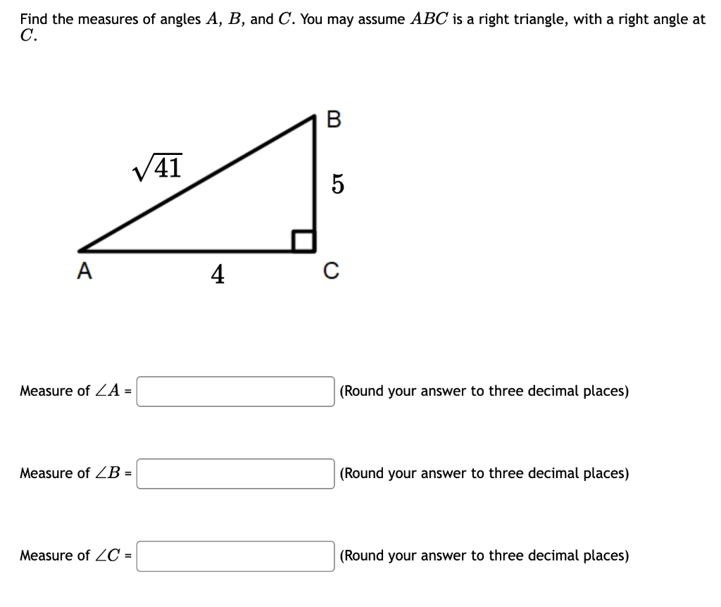 Solved Find the measures of angles A, B, and C. You may | Chegg.com