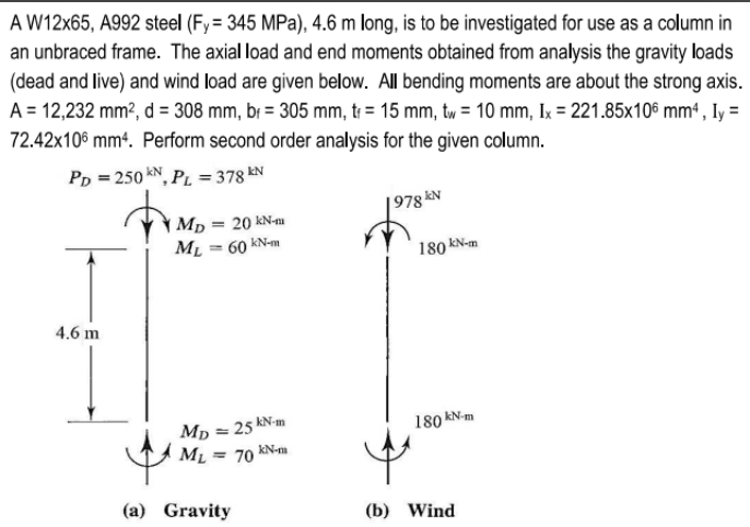 Solved A W12x65, A992 steel (Fy=345MPa),4.6 m long, is to be | Chegg.com