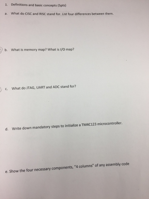 Solved Definitions and basic concepts What do CISC and RISC | Chegg.com
