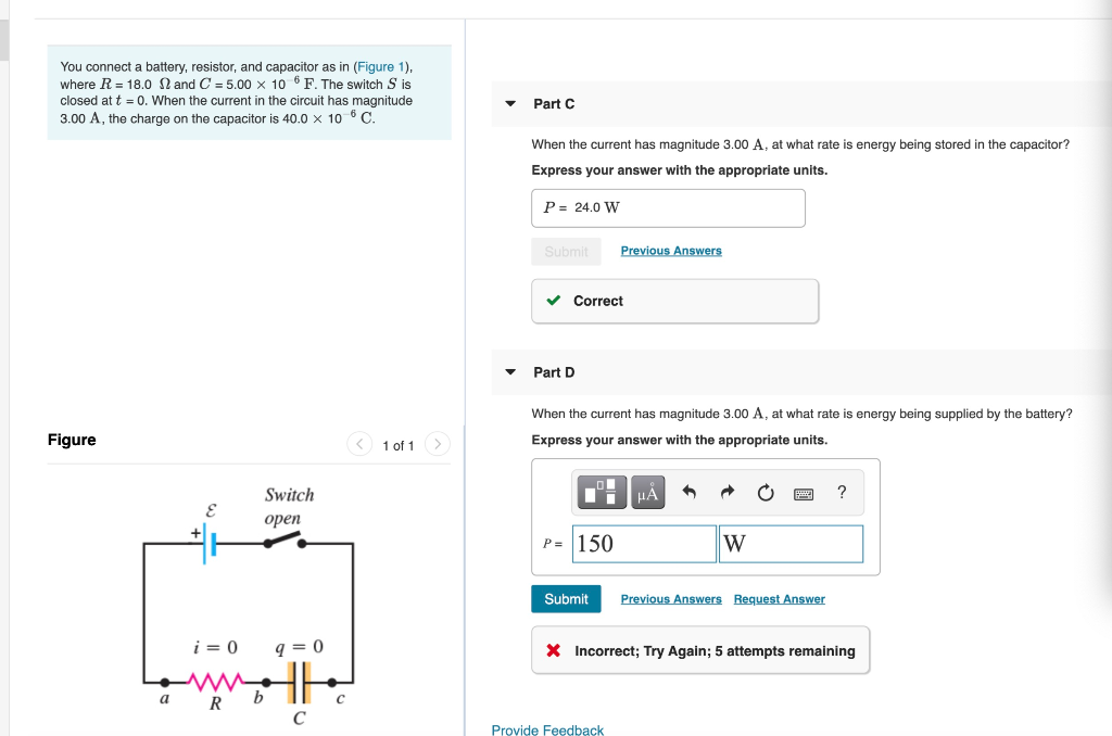 Solved Part A You connect a battery, resistor, and capacitor | Chegg.com