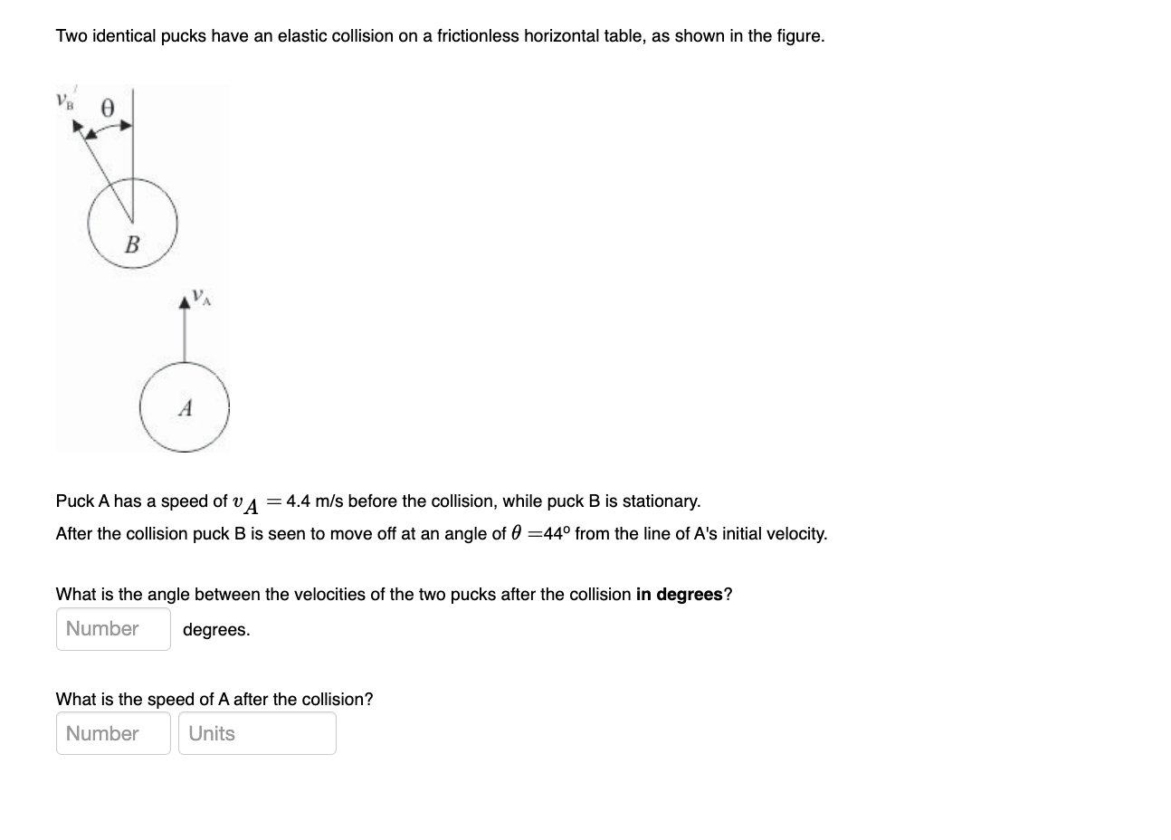 Solved Two identical pucks have an elastic collision on a | Chegg.com